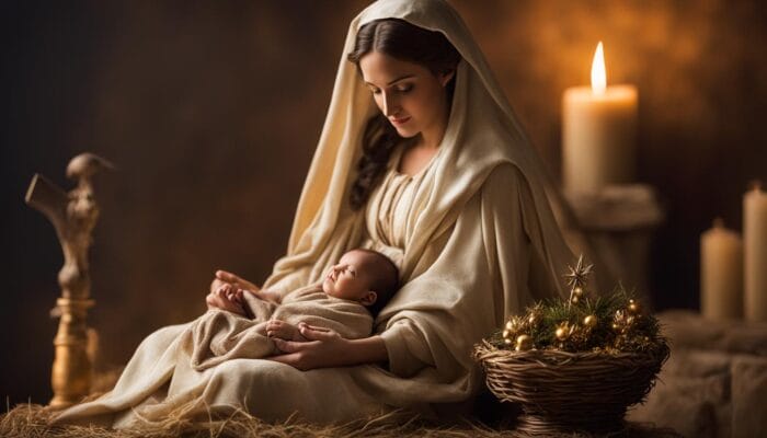 Mary: Mother of Jesus, central in the Nativity story.