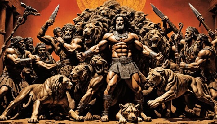 Samson: Strong judge and hero.